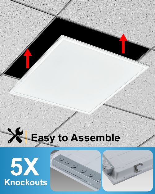 2x2 LED Panel, Wattage Adj. 20W/25W/30W/35W/40W, CCT 3K/35K/4K/5K/65K